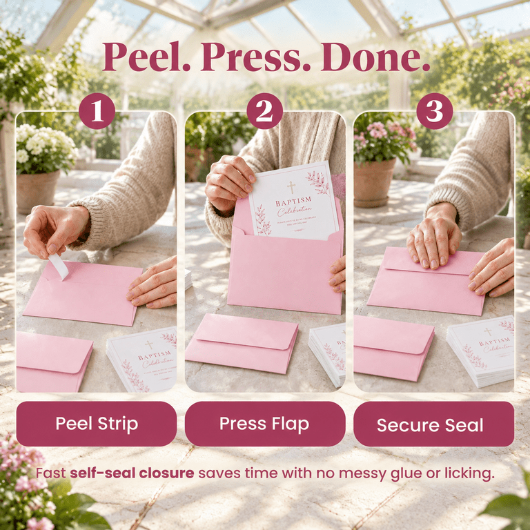 Pink 110 - Single Pack 5x7 Invitation Envelopes for Weddings Graduation ...