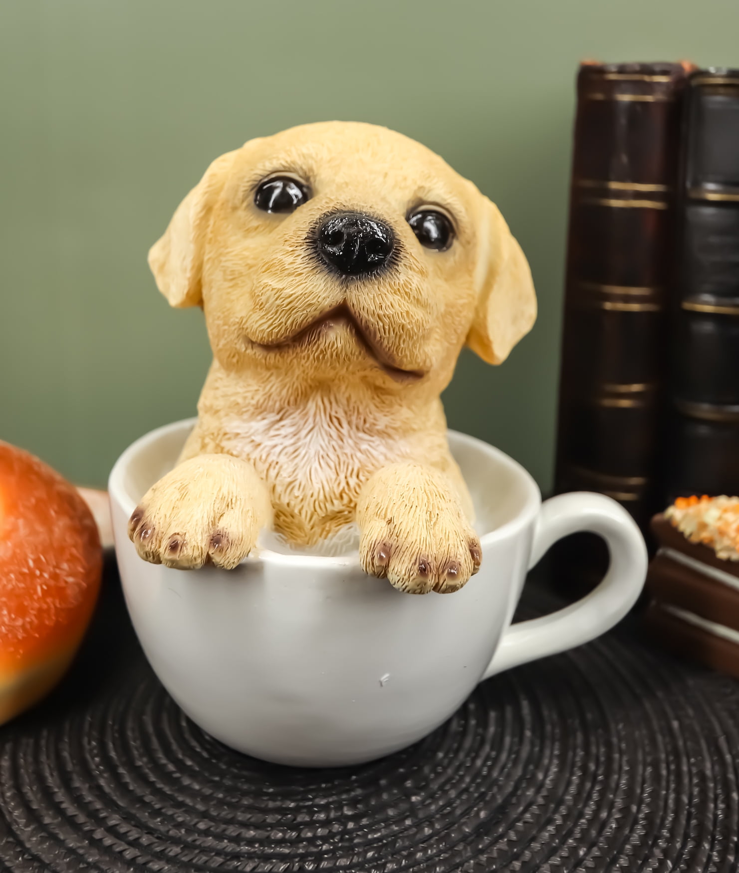 Ebros Realistic Adorable Golden Labrador Puppy in Teacup Statue 6"H ...