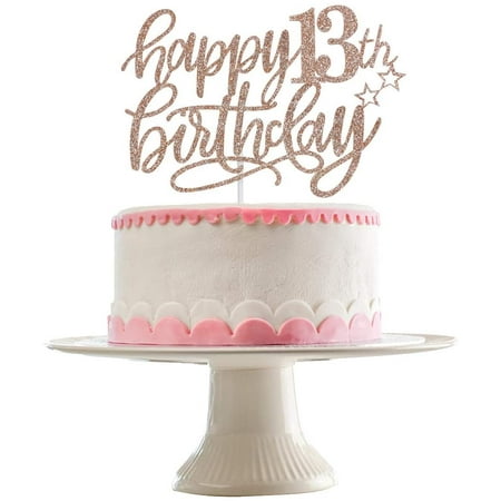 Happy 13th Birthday Cake Topper Rose Gold Glitter,13th Birthday Cake ...