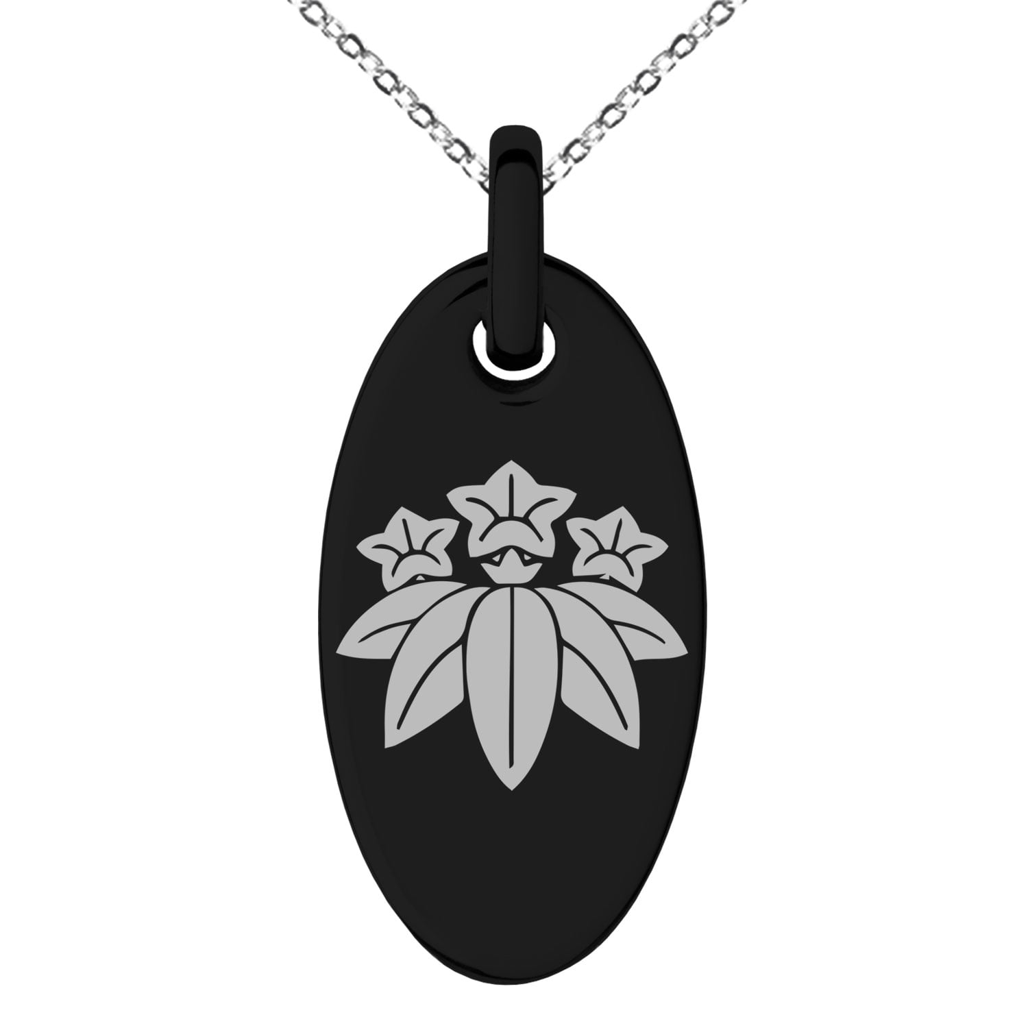 Stainless Steel Minamoto Samurai Crest Engraved Small Oval Charm ...