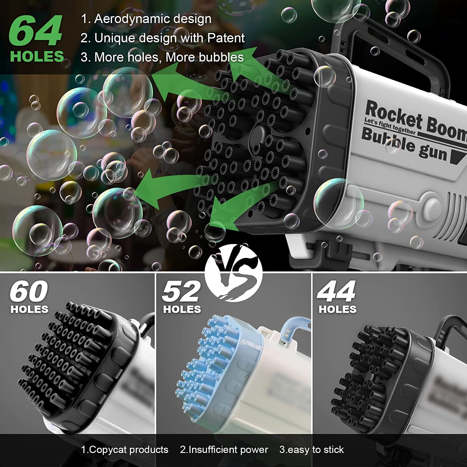 Buy Bubble Bazooka Machine,64 Hole Rocket Launcher, TIK Tok Bubble ...