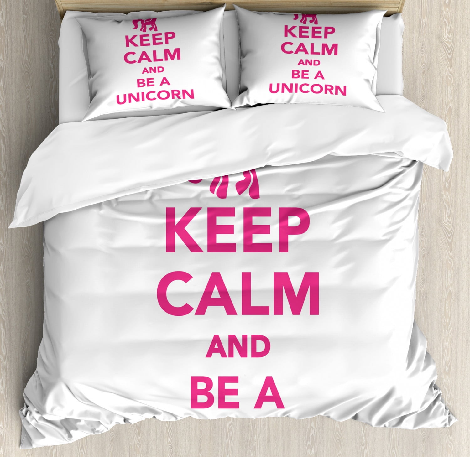Keep Calm Queen Size Duvet Cover Set, Keep Calm and Be a Unicorn Text ...