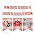 Red Farmhouse Barnyard Birthday, Hanging Pennant Party Banner with ...