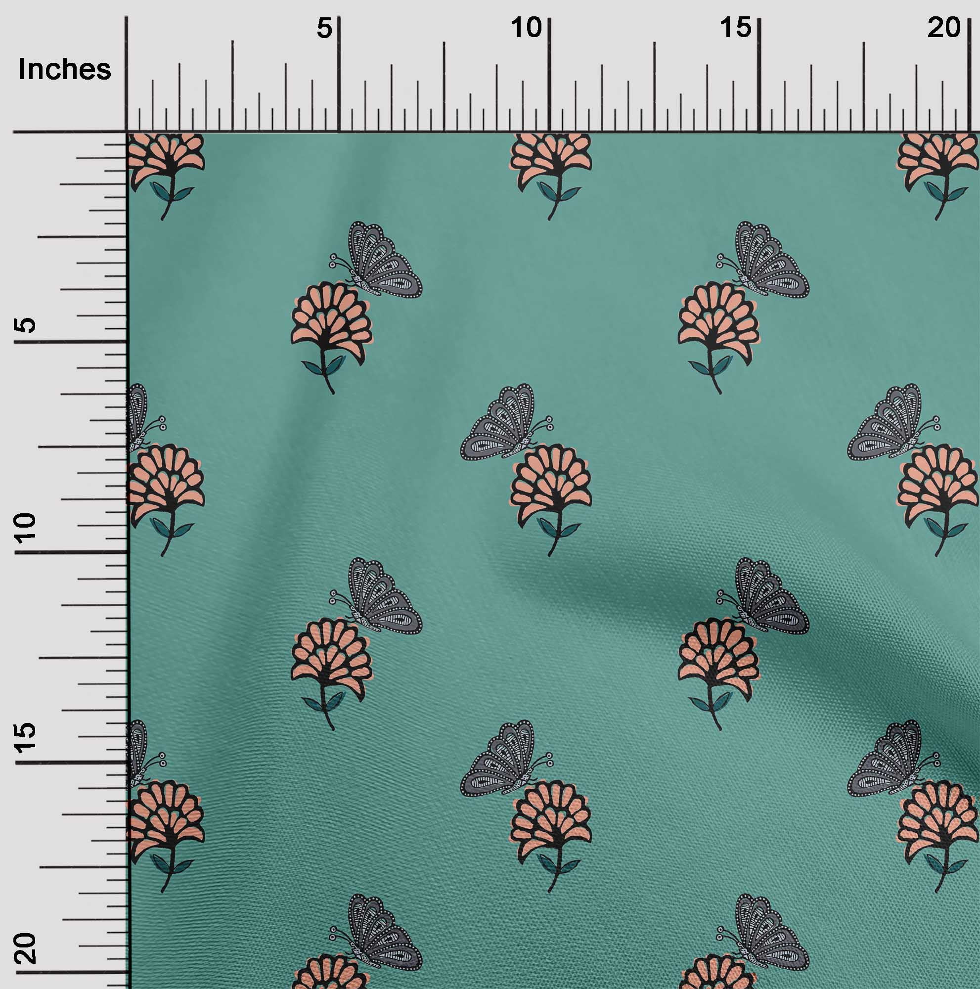 oneOone Silk Tabby Fabric Floral & Block Print Fabric By The Yard 42 ...