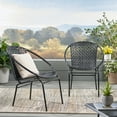 GDF Studio Belvidere Outdoor Wicker Club Chairs, Set of 2, Black ...