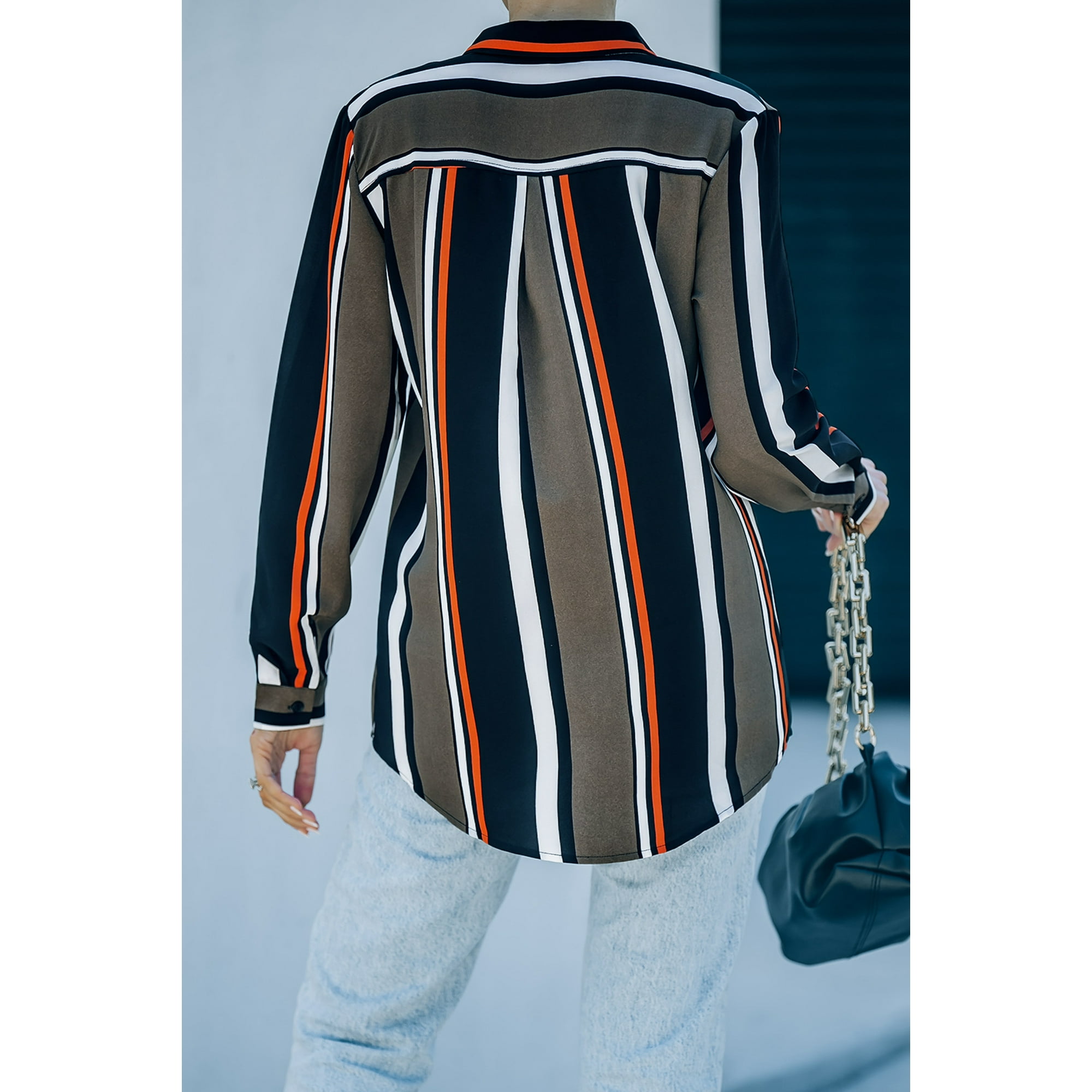 Click here for Poglip Womens Black Brown Striped Modern Women Shi... prices