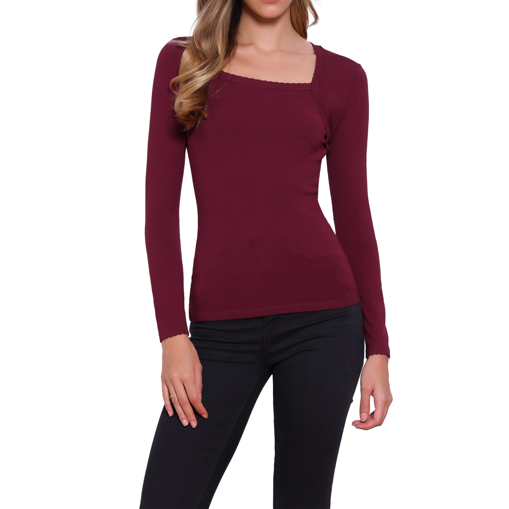 Click here for Inspire Chic Square Neck Tops For Womens Long Slee... prices