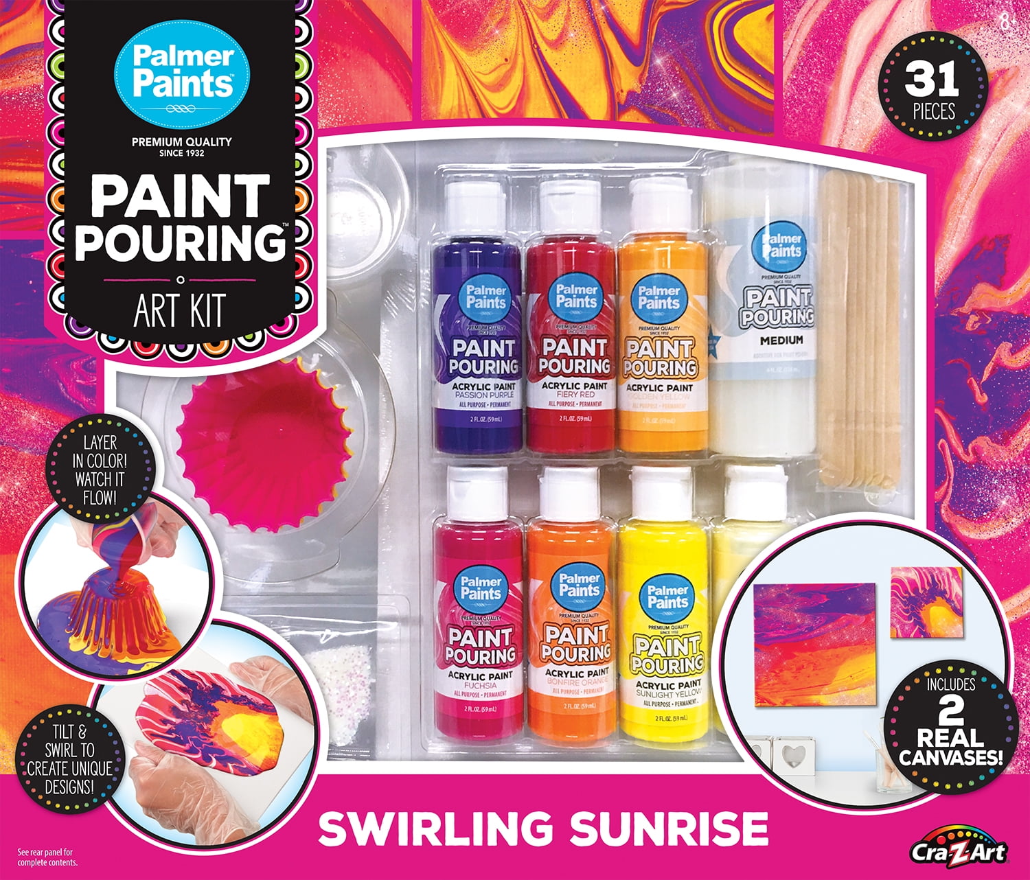 Cra-Z-Art Palmer Acrylic Pouring Paint Art Activity Kit - Swirling ...