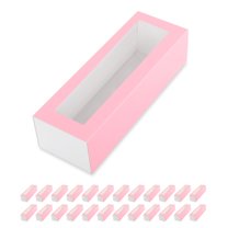 PKGSMART Pink Macaron Packaging Boxes for 6 with Clear Window, 7.2×1.9× ...
