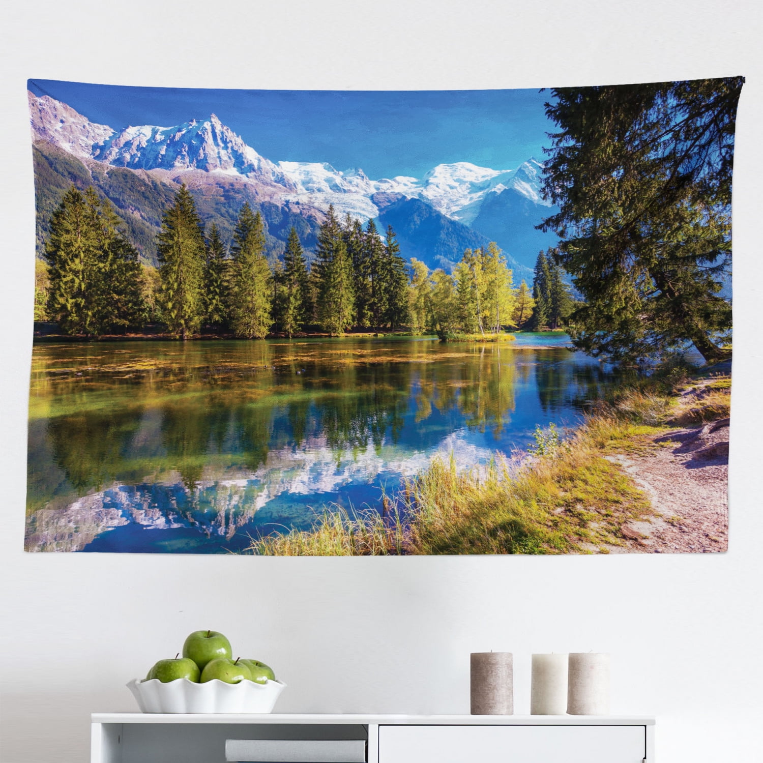 Mountain Tapestry, Mountain Landscape Ski Slope Winter Seasonal Sport ...
