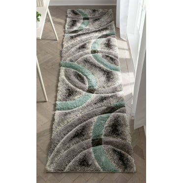 Well Woven Feather Liza Shag Blue Runner Rug - Walmart.com