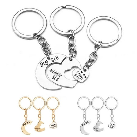 Big Middle Little Sister Key Ring ring Heart puzzle Puzzle Love Heart ...