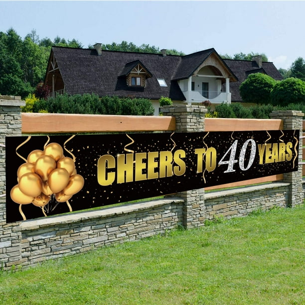 Cheers to 40 Years Banner,Large Xmas Sign,Huge Xmas House Home Outdoor ...