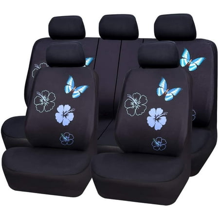 Universal Full Car Seat Seat Covers Flower and Butterfly, Split Rear ...