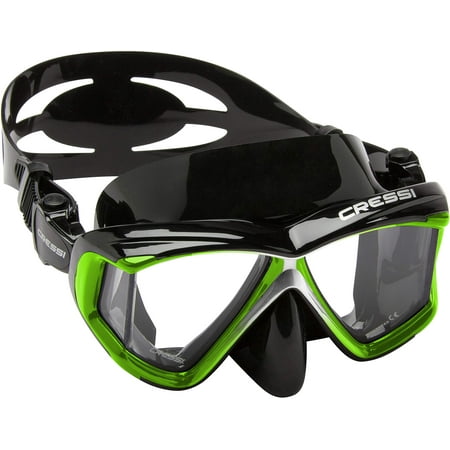 Cressi Panoramic 4 Windows Scuba Dive Mask, with Side View, Lime Green ...