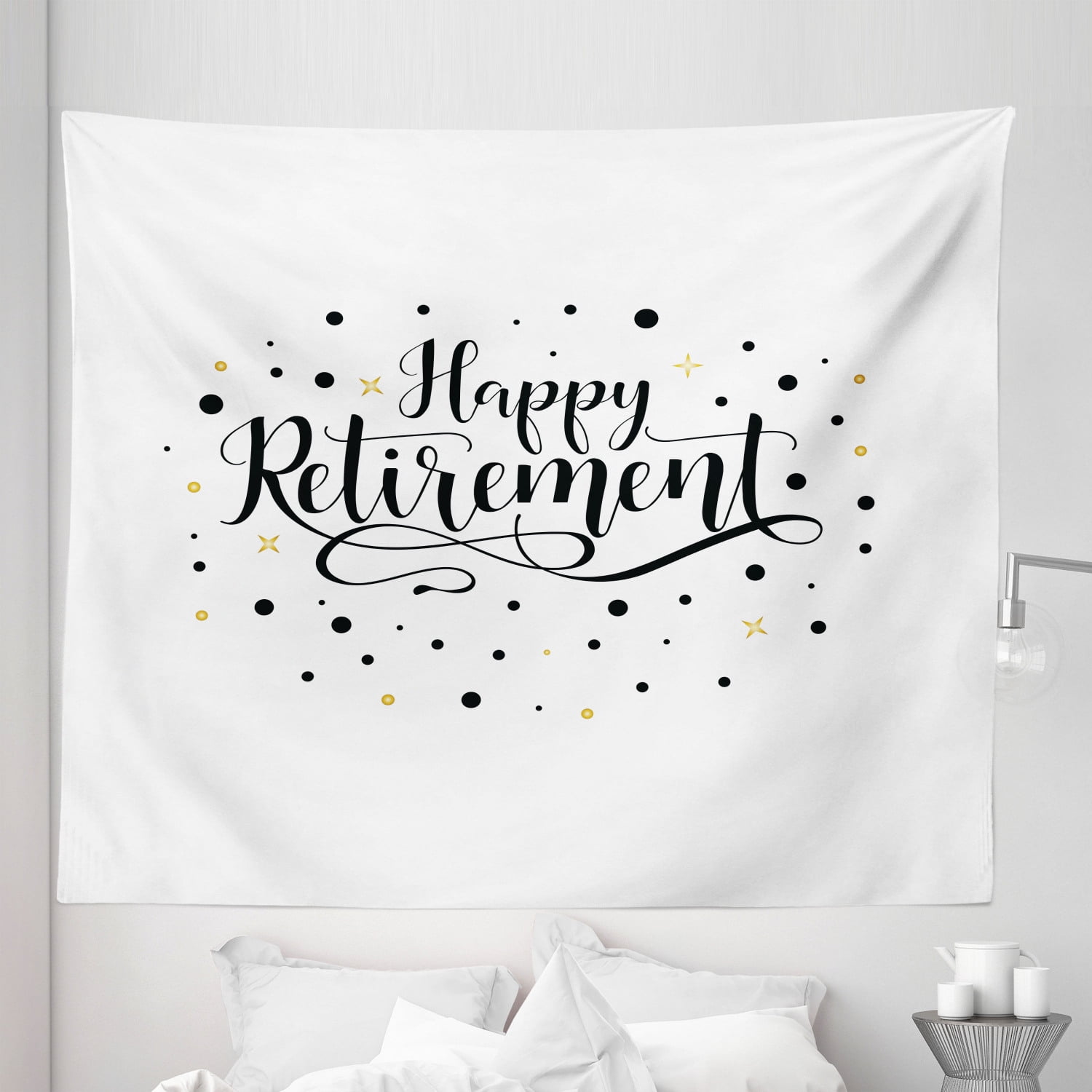 Retirement Tapestry, Curlicue Style Hand-Written Saying Happy ...