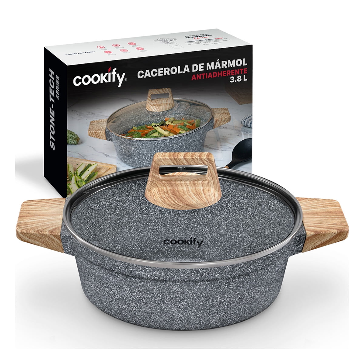 Olla Cacerola de Aluminio con Revestimiento Antiadherente Libre de PFOA ...