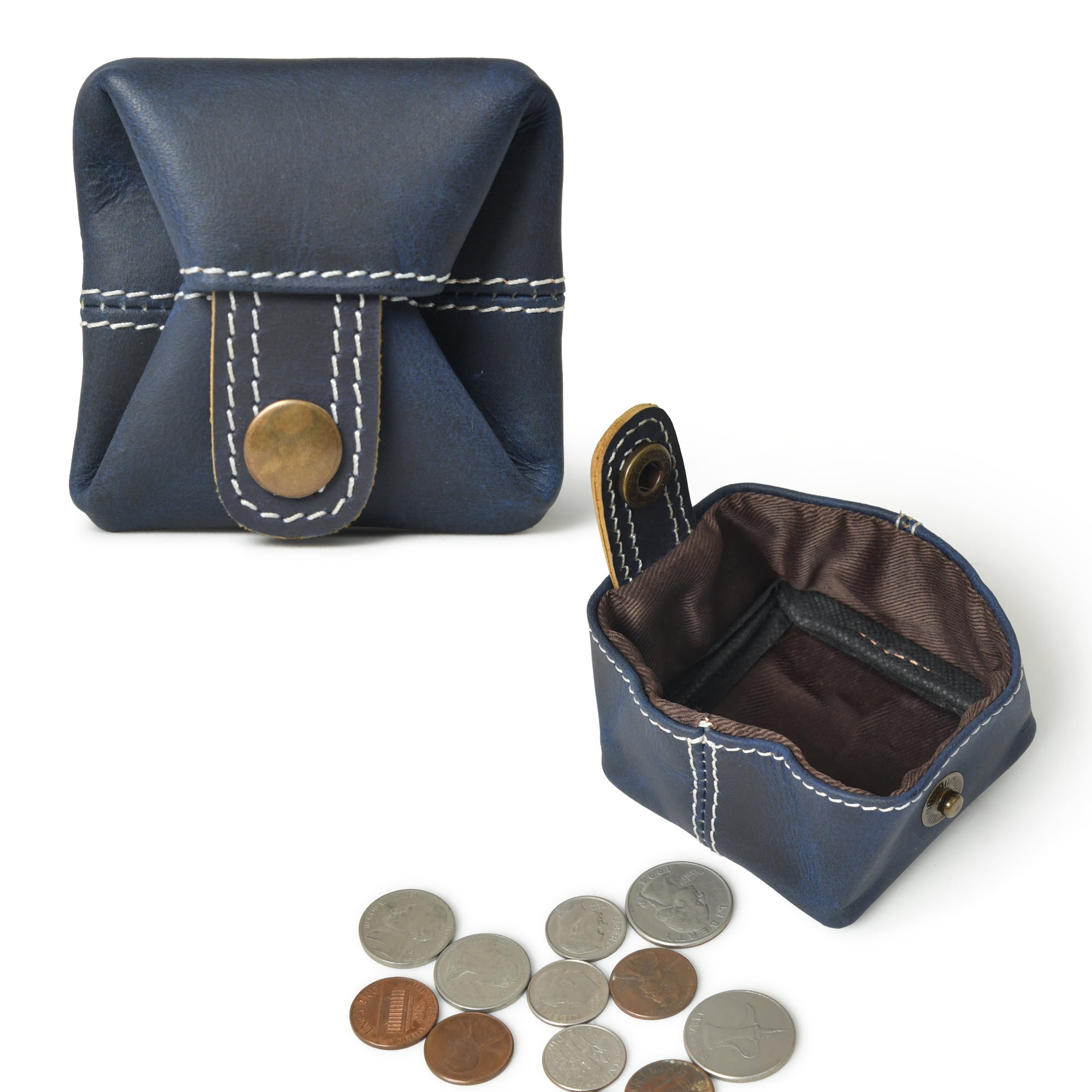 Top Grain Leather Coin Pouch, Change Holder, Mini Pocket Wallet ...