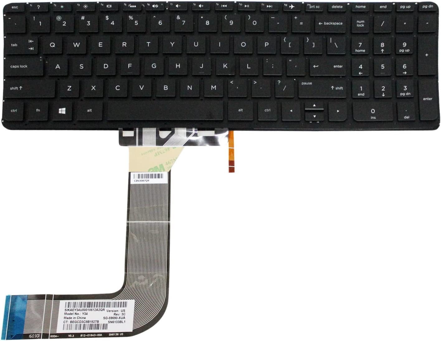 New US Black Backlit English Laptop Keyboard (Without Frame ...