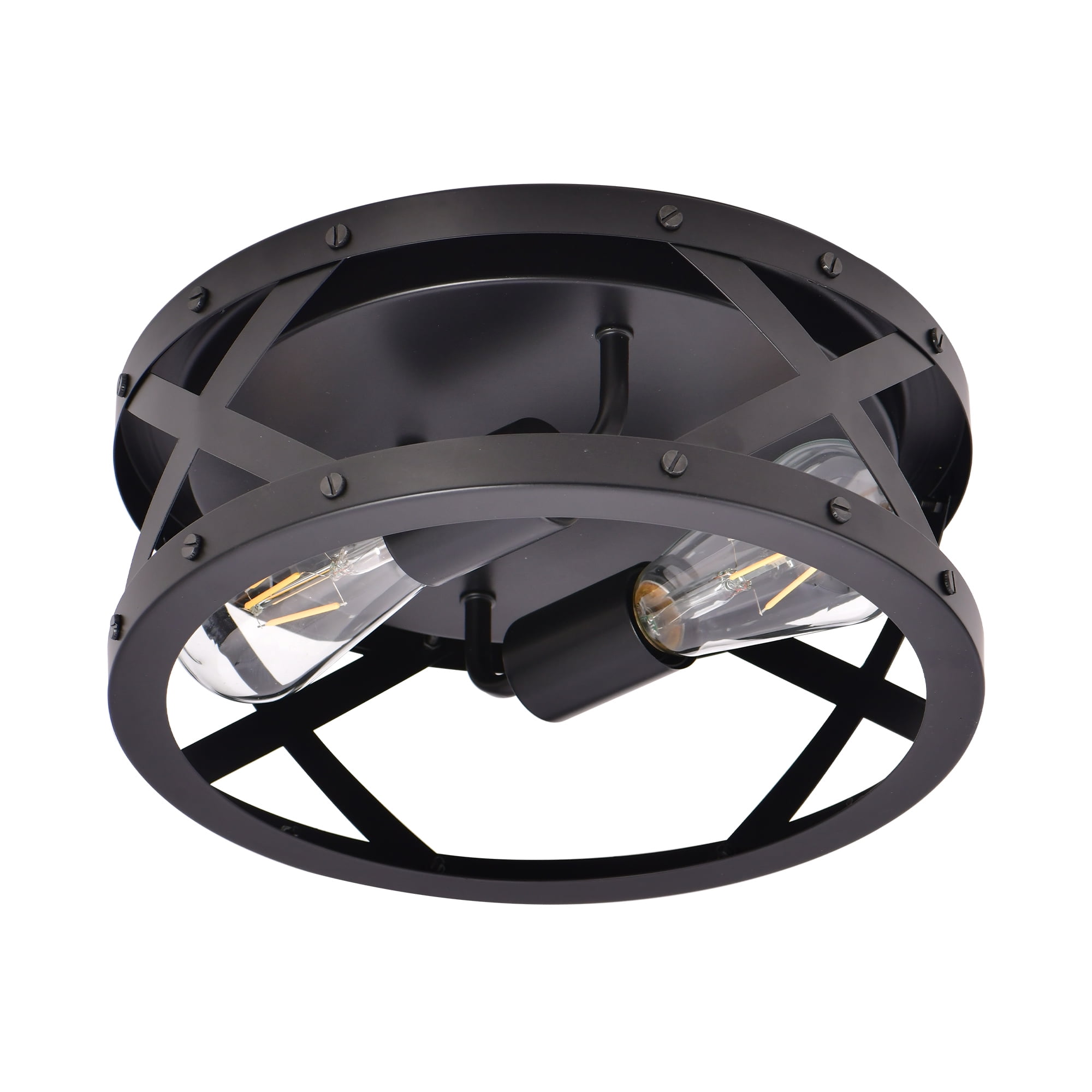 Flush Mount Ceiling Light, 2 Lights Black and Modern Industrial Ceiling ...