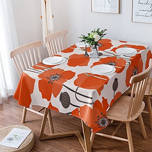 Red Tablecloth Rectangle/Oval Poppy Abstract Floral Table Cloth Outdoor ...