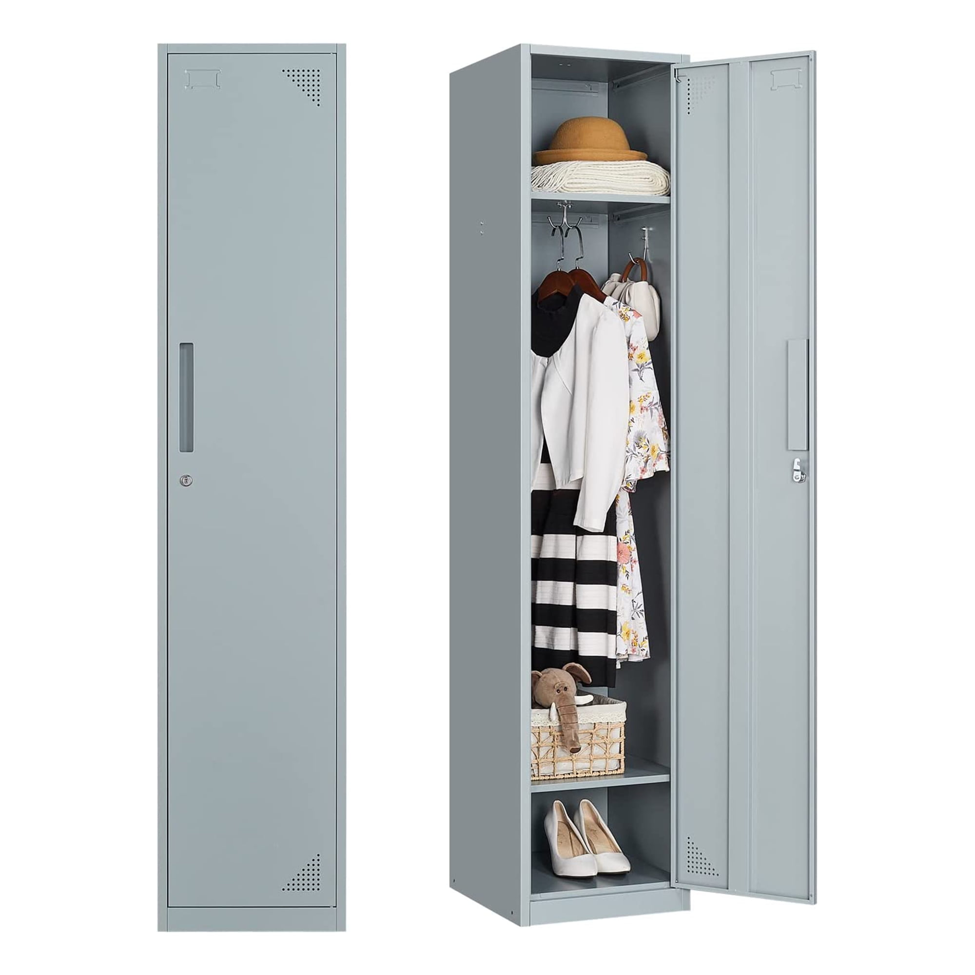 MIIIKO Office Storage Lockers for Employees, 71" Slim Metal Storage ...