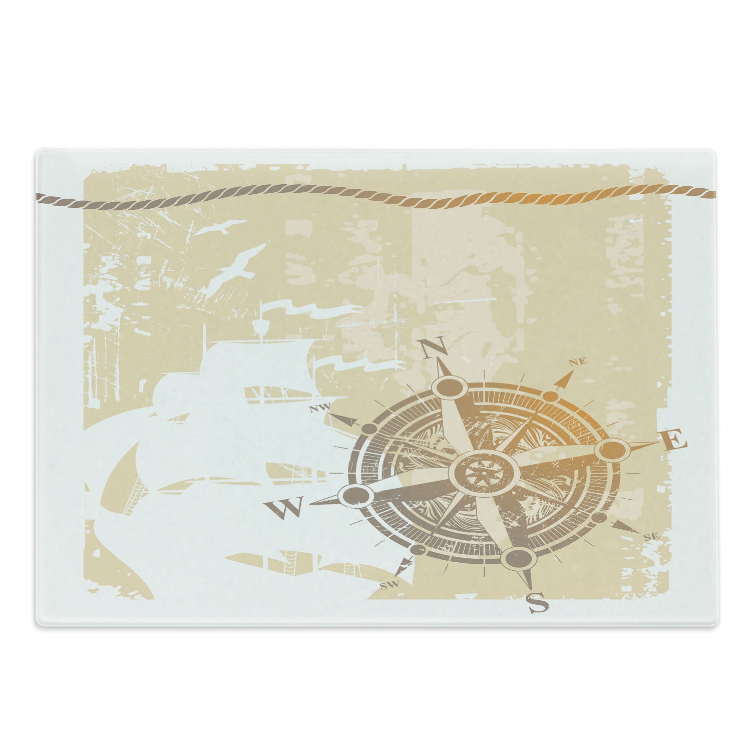 Compass Cutting Board, Nautical Themed Compass Marine Life Inspired ...