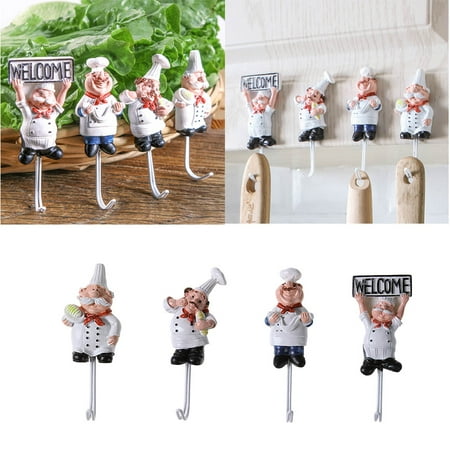 Chef Figurine Wall Hooks Cloth Towel Storage Rack Hanger Room Kitchen ...