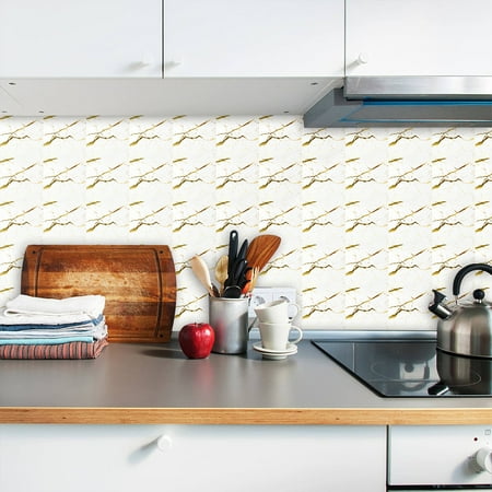LUXUR Wall Decal PVC Sticker Decals Backsplash Tiles Marble Removable ...