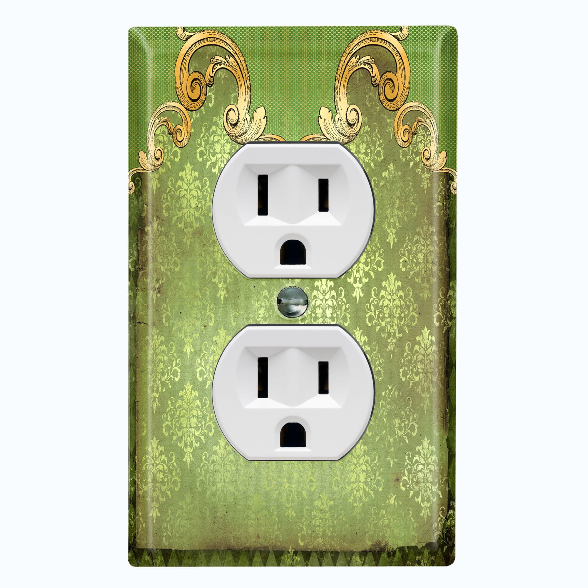 Metal Light Switch Plate Cover Elegant Green Honeycomb Frame Damask ...