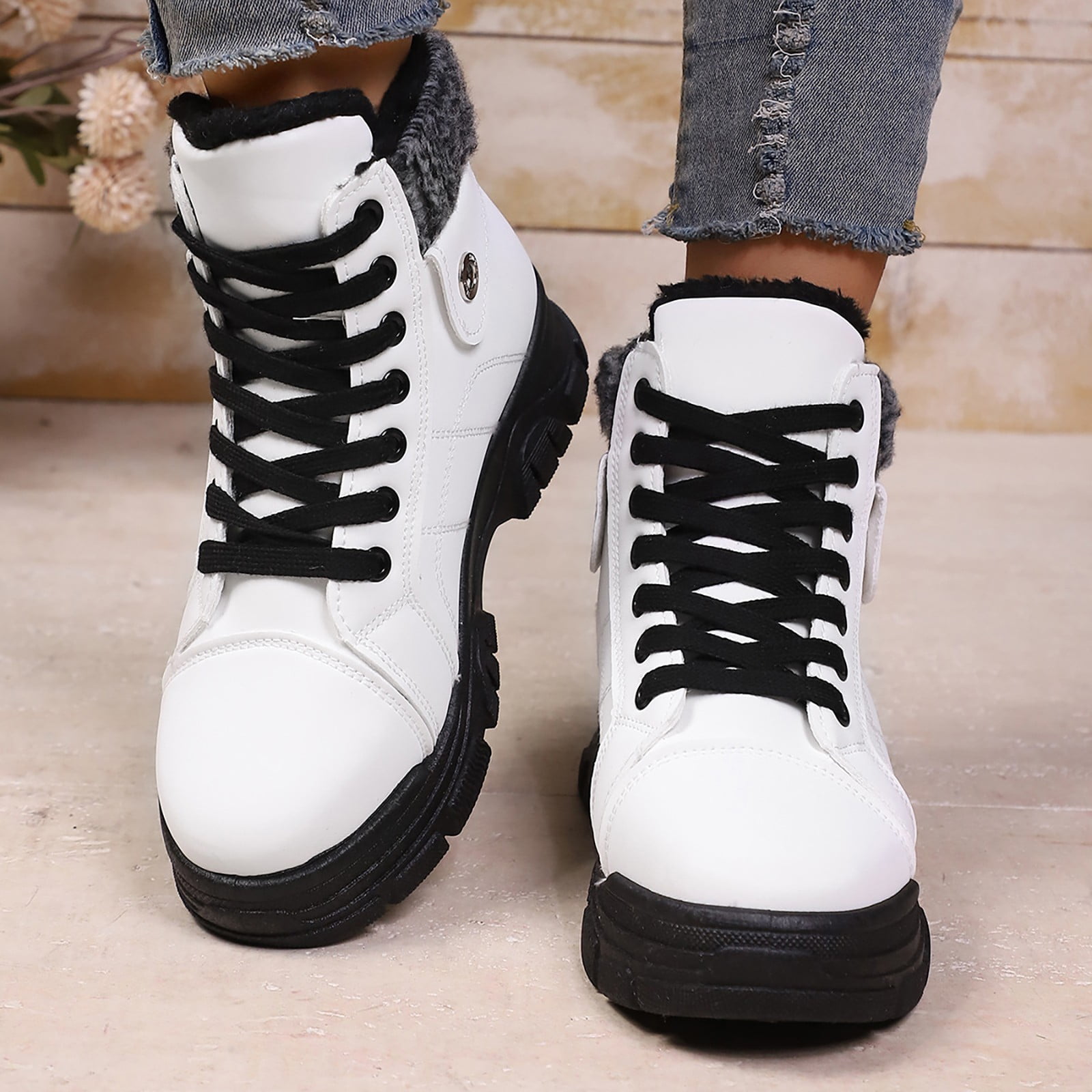 Click here for Ximin Womens Pu Leather Combat Boots Solid Color H... prices