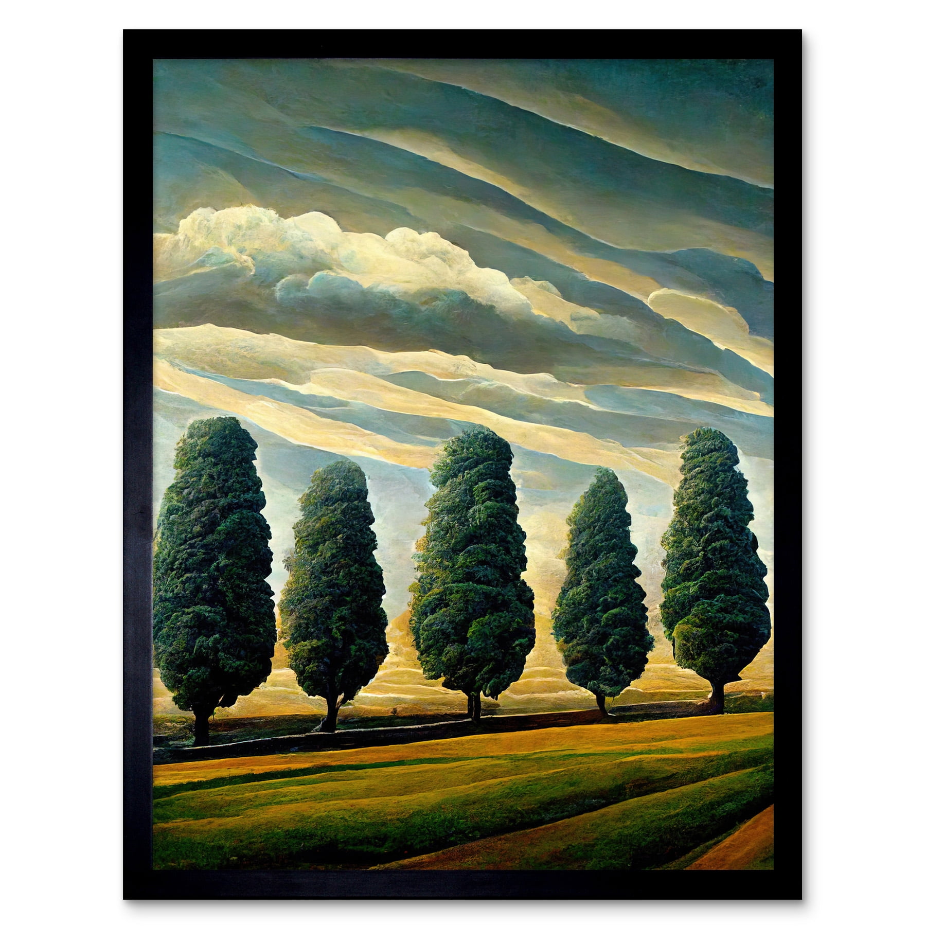 Precisionism Row Of Trees Landscape Art Print Framed Poster Wall Decor ...