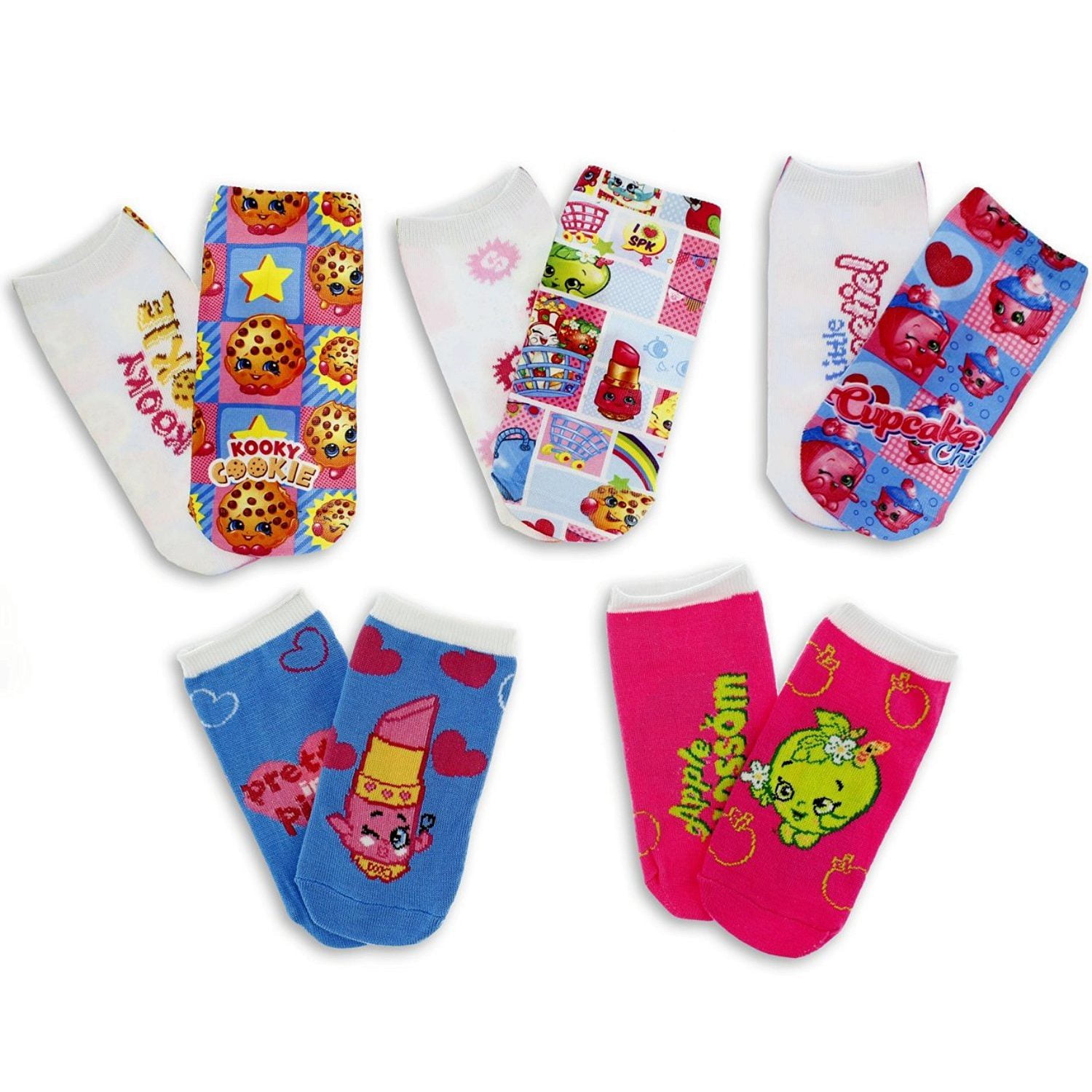 Shopkins Girls Pink Printed Socks - Set of 5 - Walmart.com