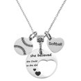 1pc 201 Stainless Steel Softball Baseball Heart Pendant Necklaces ...