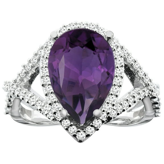 14K White Gold Natural Garnet Ring Cushion-cut 6x6 mm Diamond Accent ...