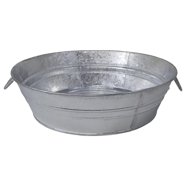 Mini Oval Galvanized Tub with Folding Stand, Galvanized Steel & Black ...