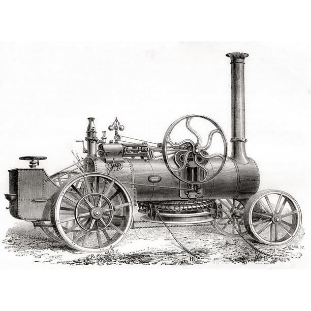 A 19th century John Fowler steam driven ploughing or traction engine ...