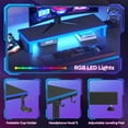 Bestier 42" Gaming Desk PC Computer Table with LED Lights & Monitor ...
