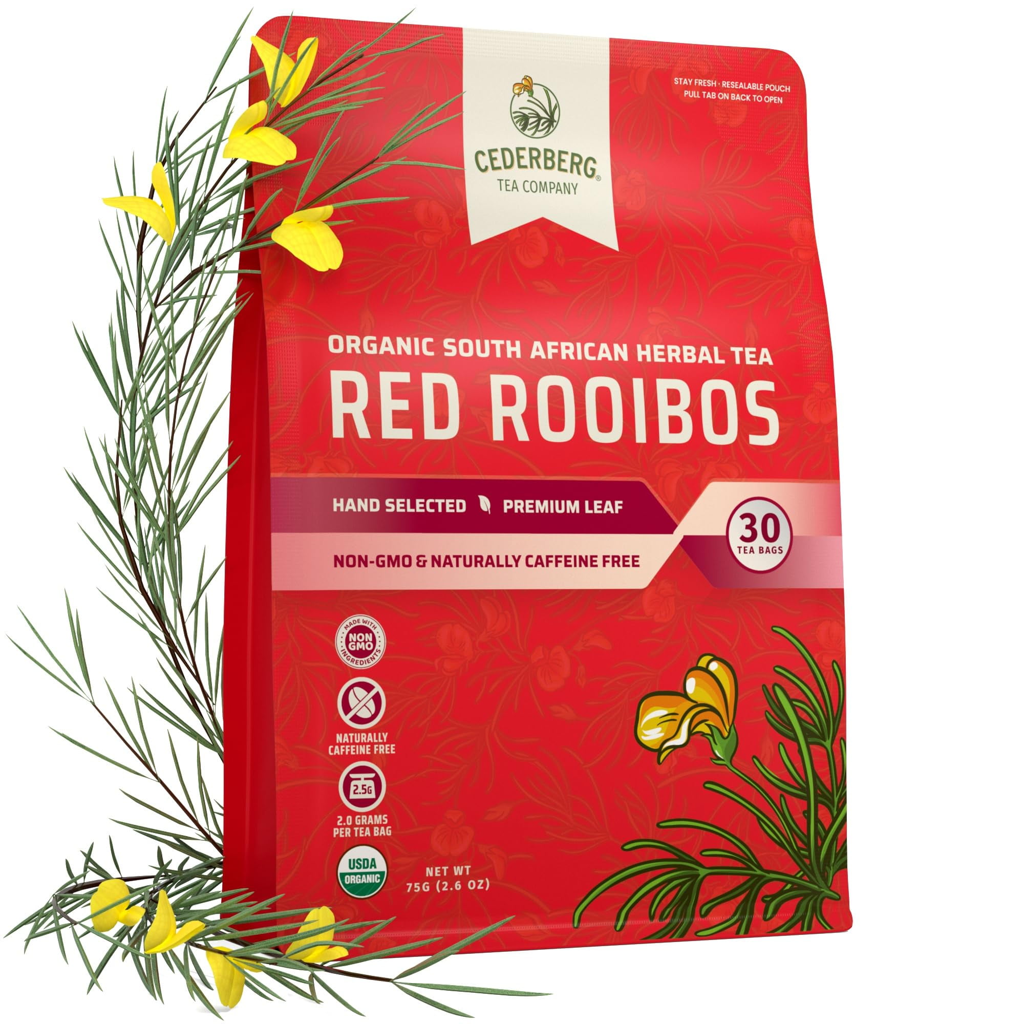 Té Cederberg Red Rooibos, 30 bolsitas, orgánico y natural, sin cafeína | Bodega Aurrera en línea