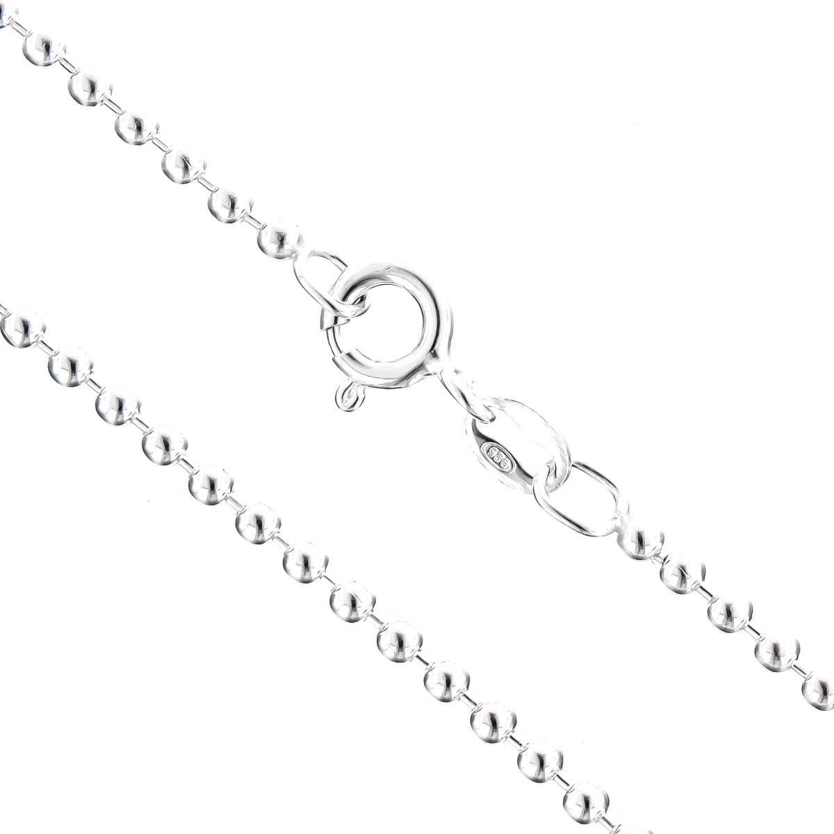 925 Sterling Silver 1.2mm Ball Italian Chain Necklace - Walmart.com