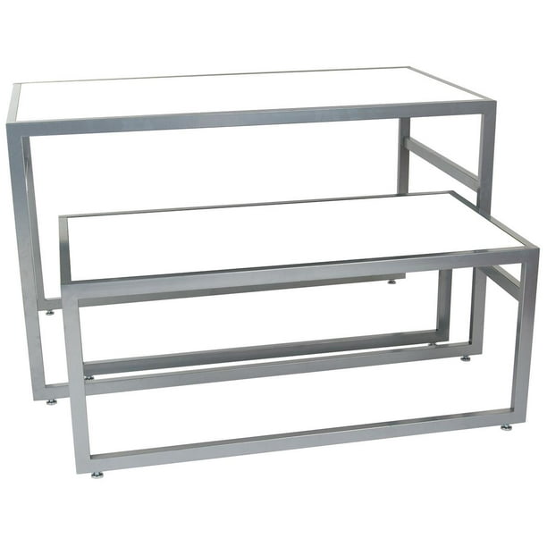 2-Piece Set of Rectangular Nesting Tables, Modern Style, Steel Frame ...