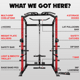 MITONOS C1-V4 Power Cage, 2000LBS Squat Rack with LAT Pulldown, Multi ...