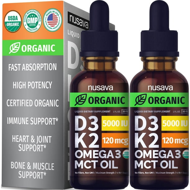 Gotas líquidas de vitamina D3 K2 de 5000 UI con aceite MCT Omega 3 ...