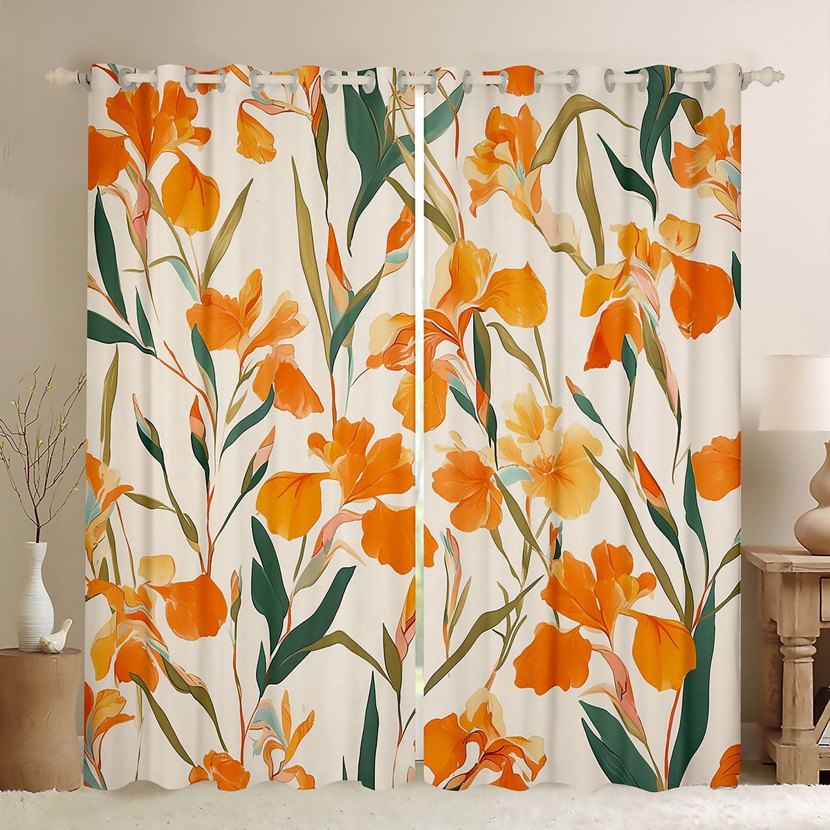 Click here for Erosebridal Orange Flower Curtains And Drapes (42x... prices