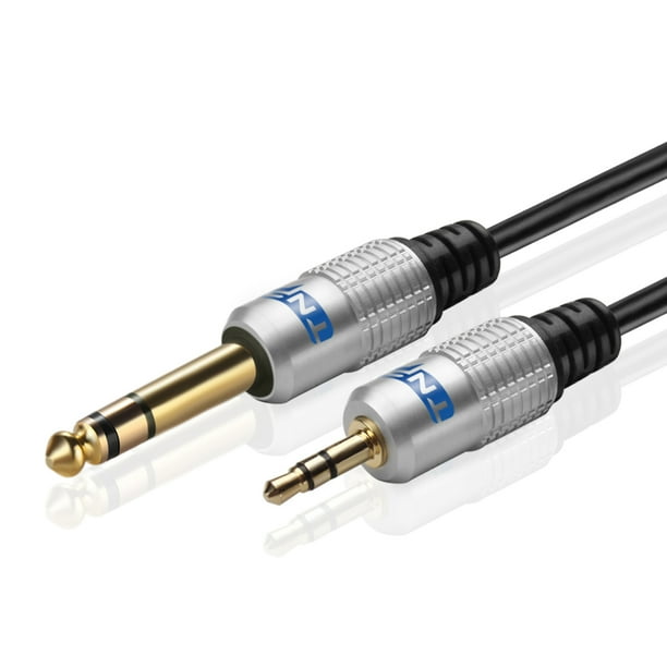 Premium 6.35mm 1/4" to 3.5mm 1/8" Cable Adapter (15FT) - Male to Male ...