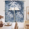 Blue Palm Tree Swag Curtains Valance and Tier Set, Summer Tropical ...