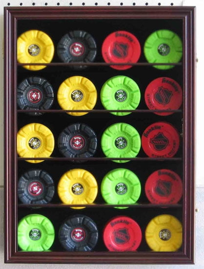20 Hockey Puck Display Case Shadow Box Wall Cabinet (Pucks not inlcuded ...