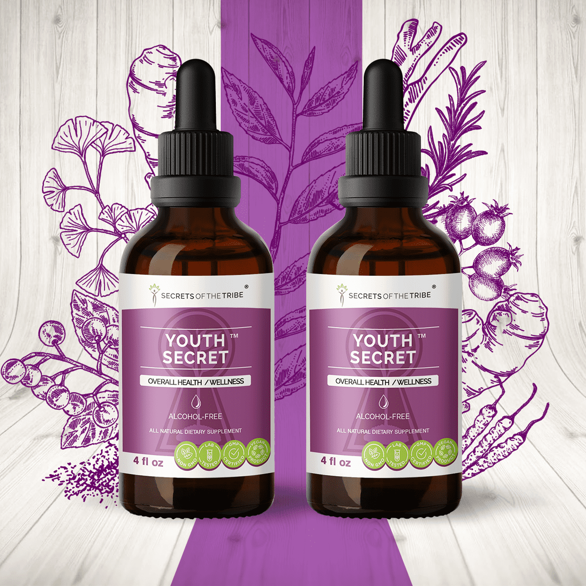 Youth Secret Alcohol-FREE Extract, Tincture, Glycerite Hawthorn, Ginkgo ...