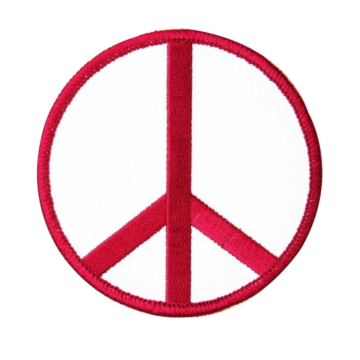 Large Peace Sign Magenta on White Patch Hippie Symbol Embroidered Iron ...