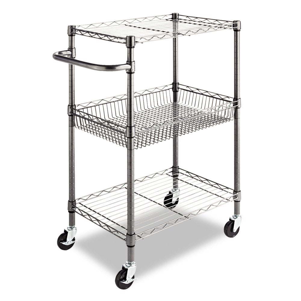 3-Tier Metal Kitchen Cart / Utility Cart with Adjustable Shelves and ...